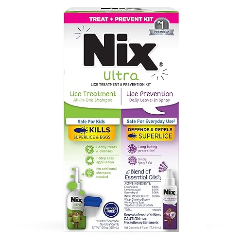 Nix Lice Treatment & Prevention Kit, All-in-One Shampoo, 4 fl oz, with ...