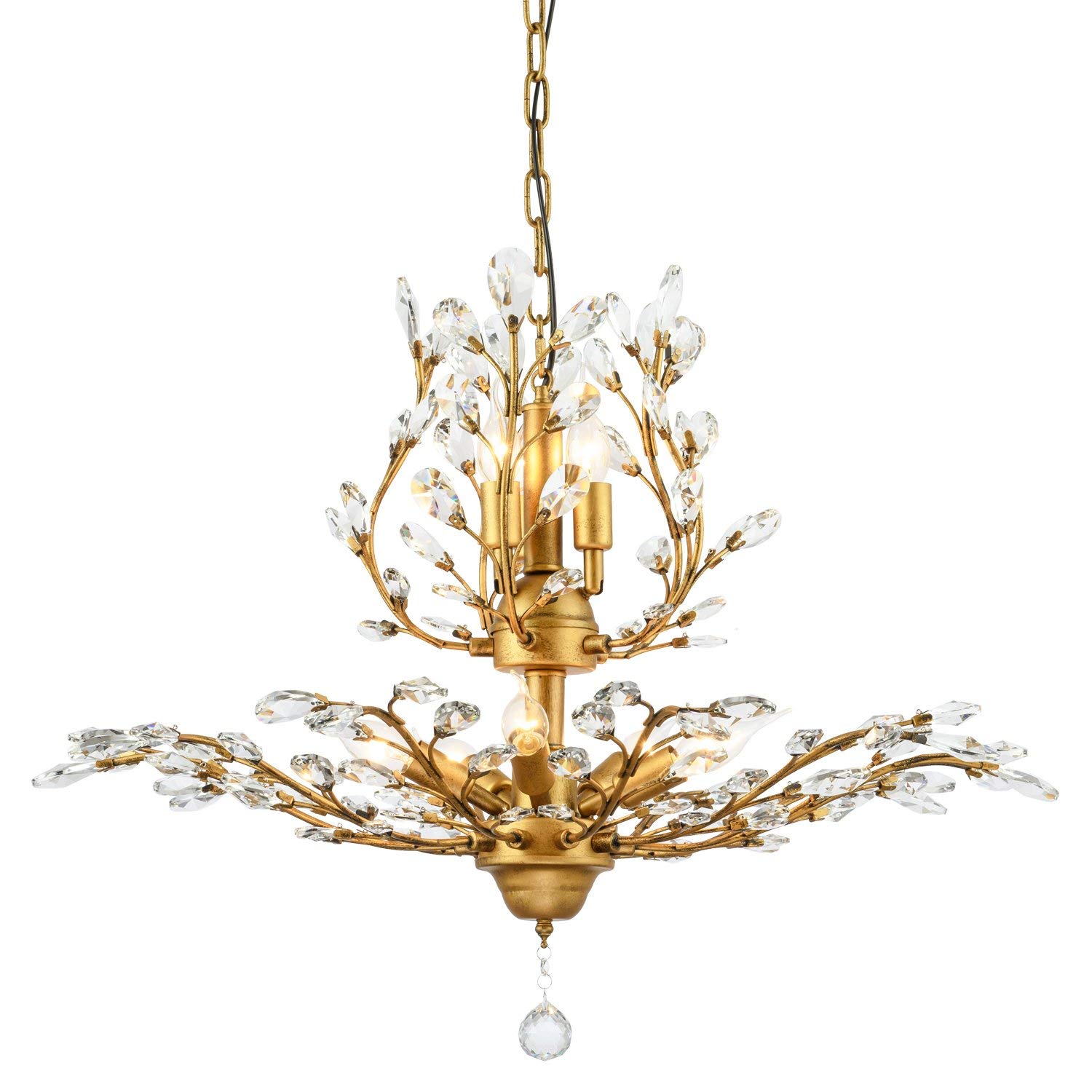 Garwarm 8-Light Vintage K9 Crystal Chandeliers Ceiling Lights LED Light ...