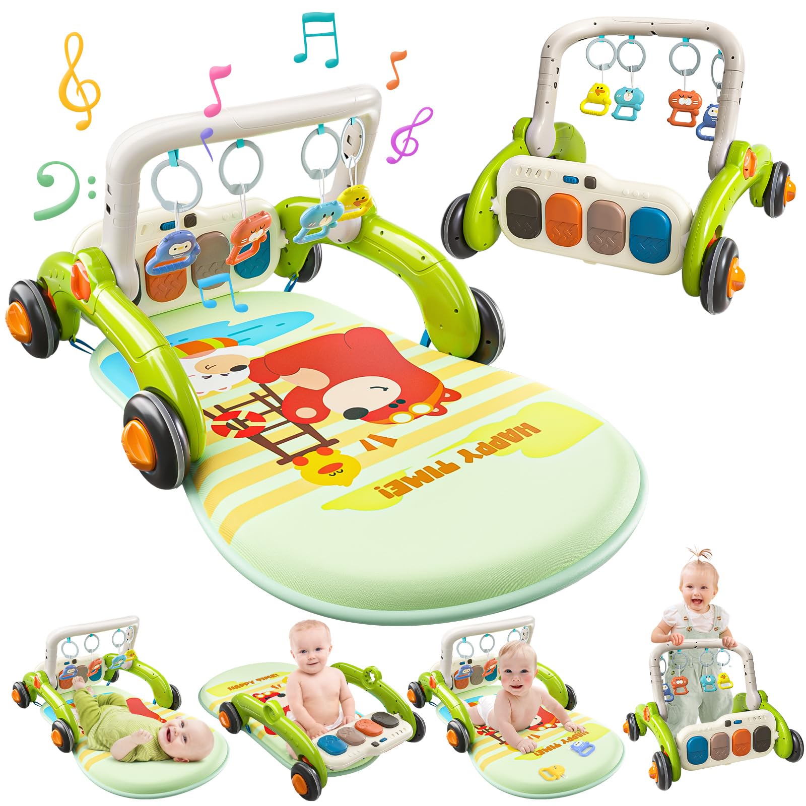 CUTE STONE Baby Gym Play Mat with Piano, Baby Learning Walker for Boy ...