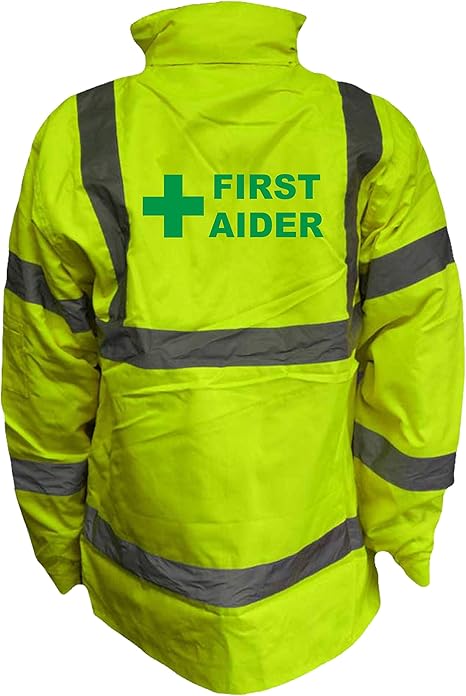 First Aider Yellow Hi Vis Parka Jacket Reflective, Waterproof, Medical ...