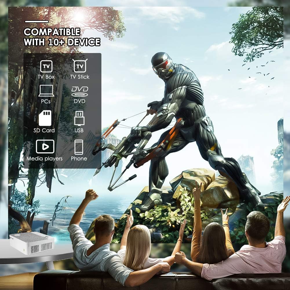 Mini Projector, BYTTRON Portable Projector for Home Entertainment with 5500 Lux Brightness and ...