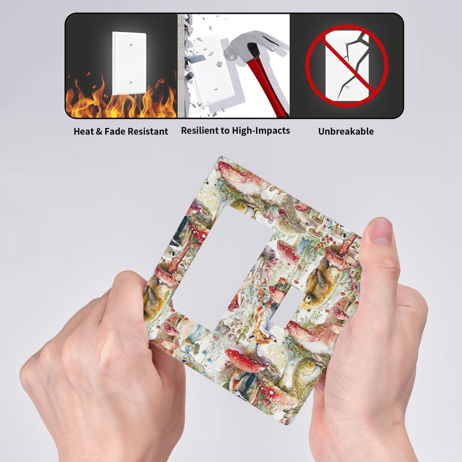 Cartoon Pattern Red Mushroom 2 Gang Light Switch Cover Decorative ...