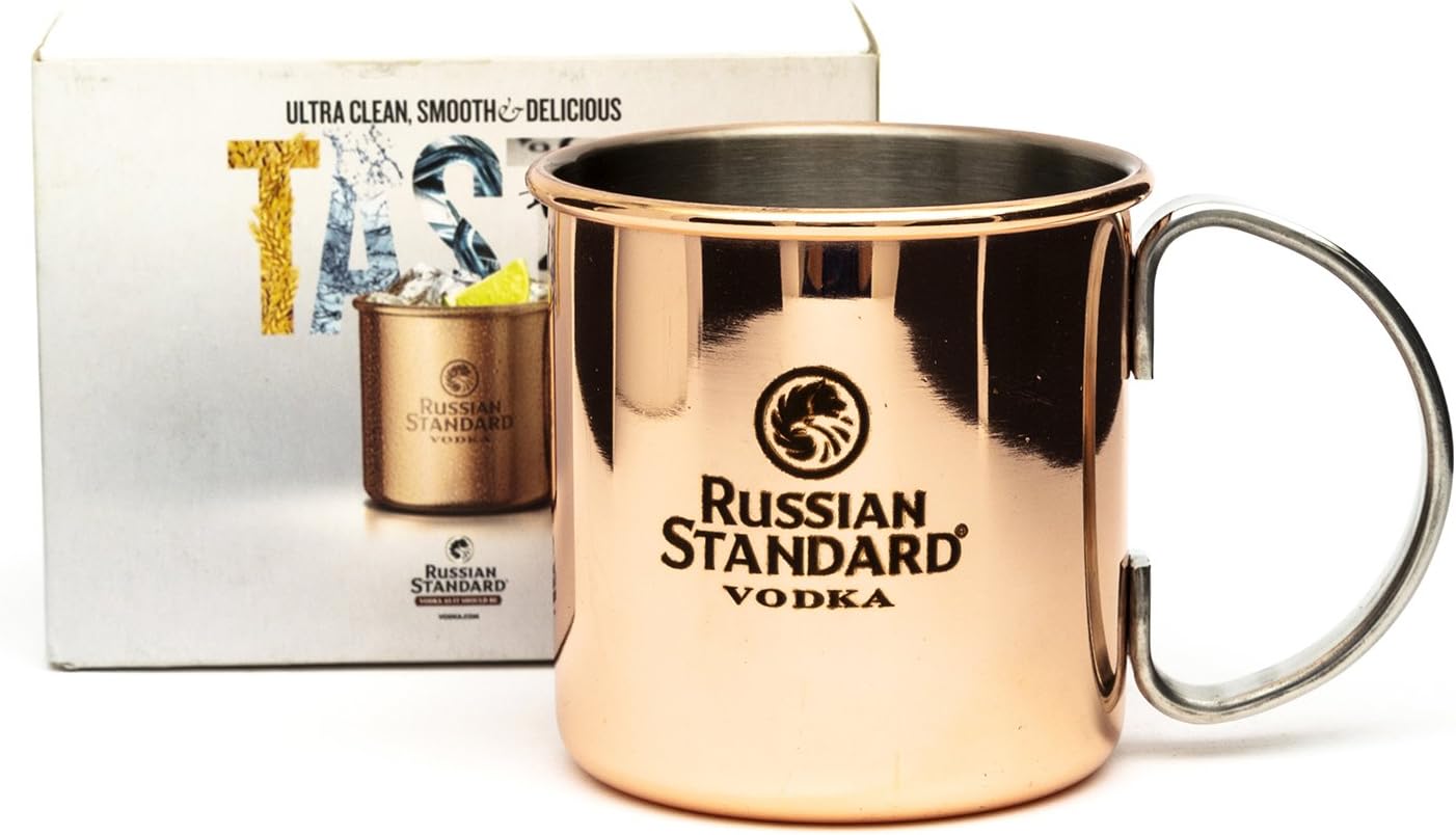 Russian Standard Vodka Mug Metal Copper Gold Branded Drink Camping ...