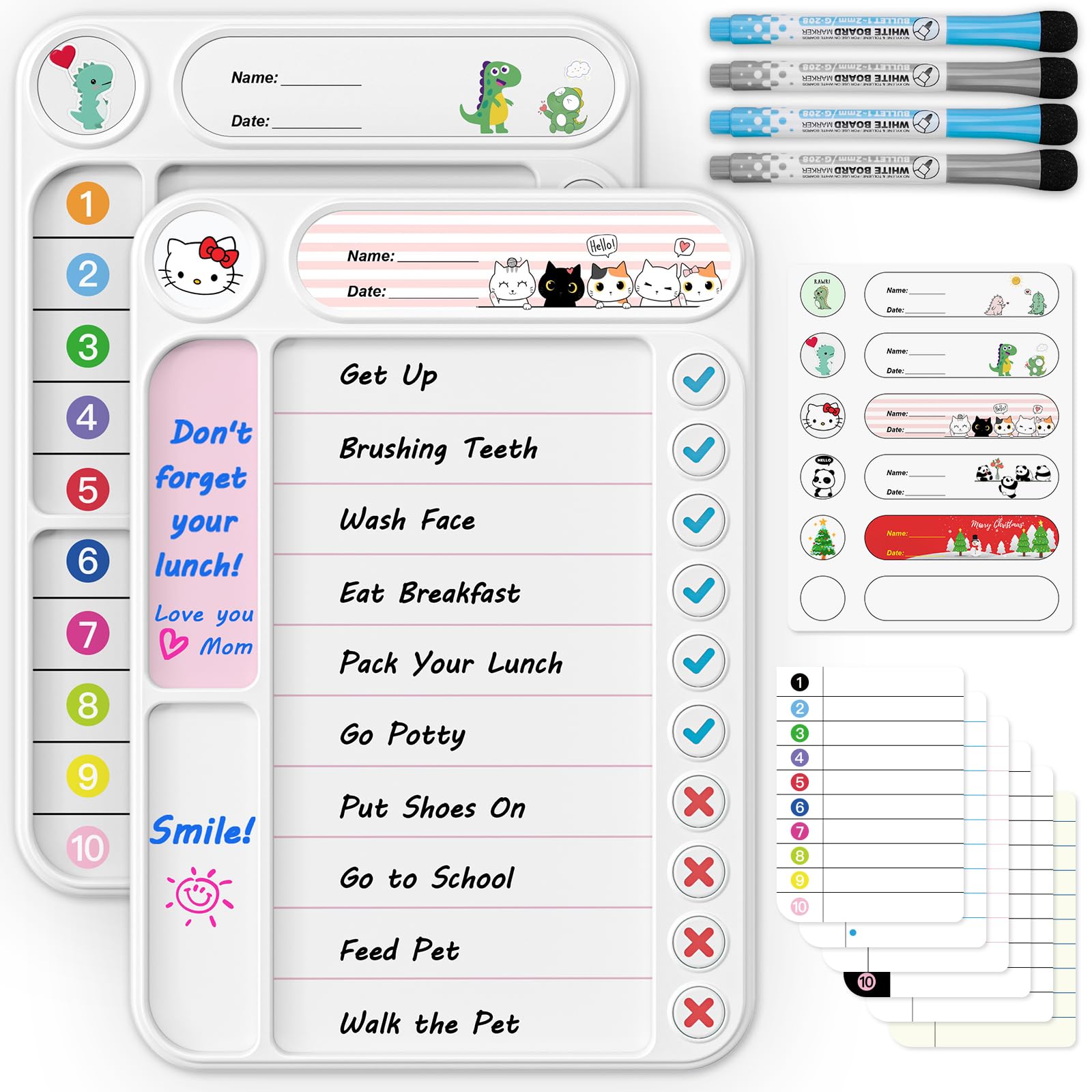 2-Pack Magnetic Chore Chart for Kids, ADHD Task Tracker Easy-Check ...