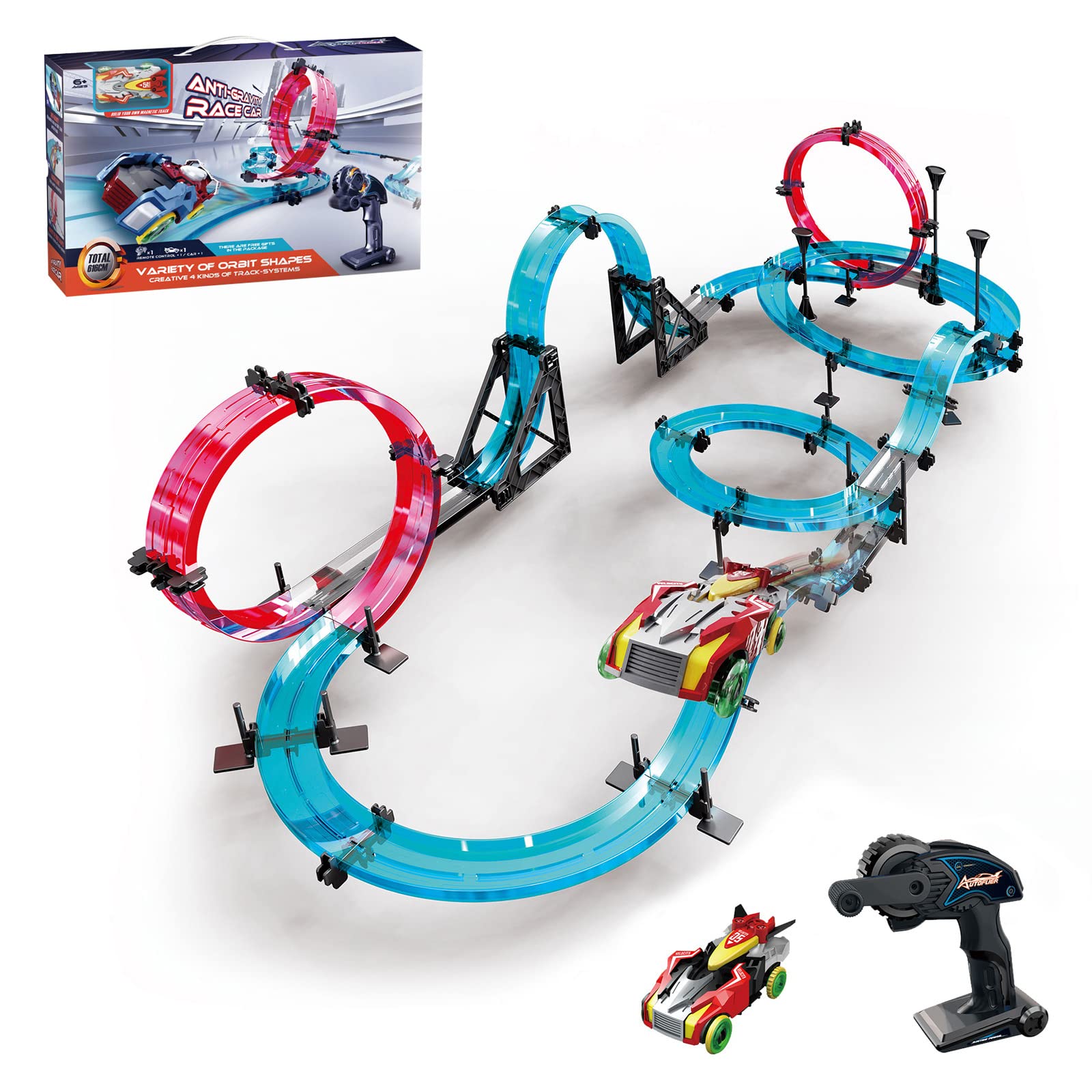 INSGEN Slot Car Race Track Sets for Kids, Hot Magnetic Attraction Track ...
