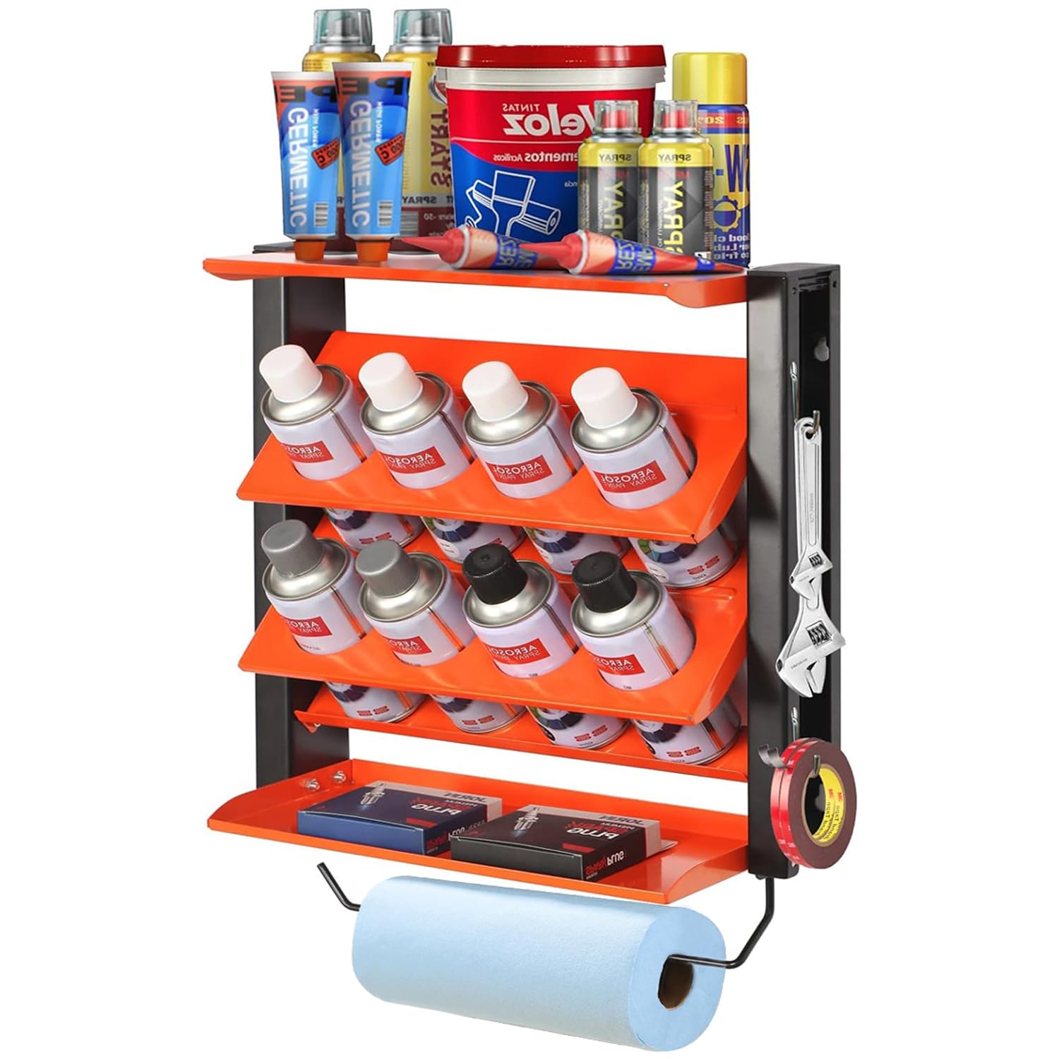 Wallmaster Spray Can Holder, Lube Can Wall Mount Storage Rack Heavy ...
