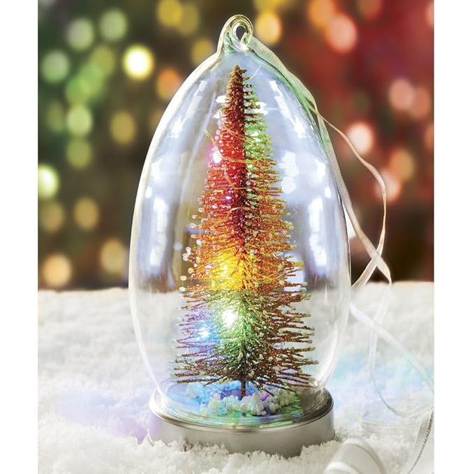 Light-Up Glass Christmas Tree Glass Blown Ornamental Gift: Amazon.co.uk ...