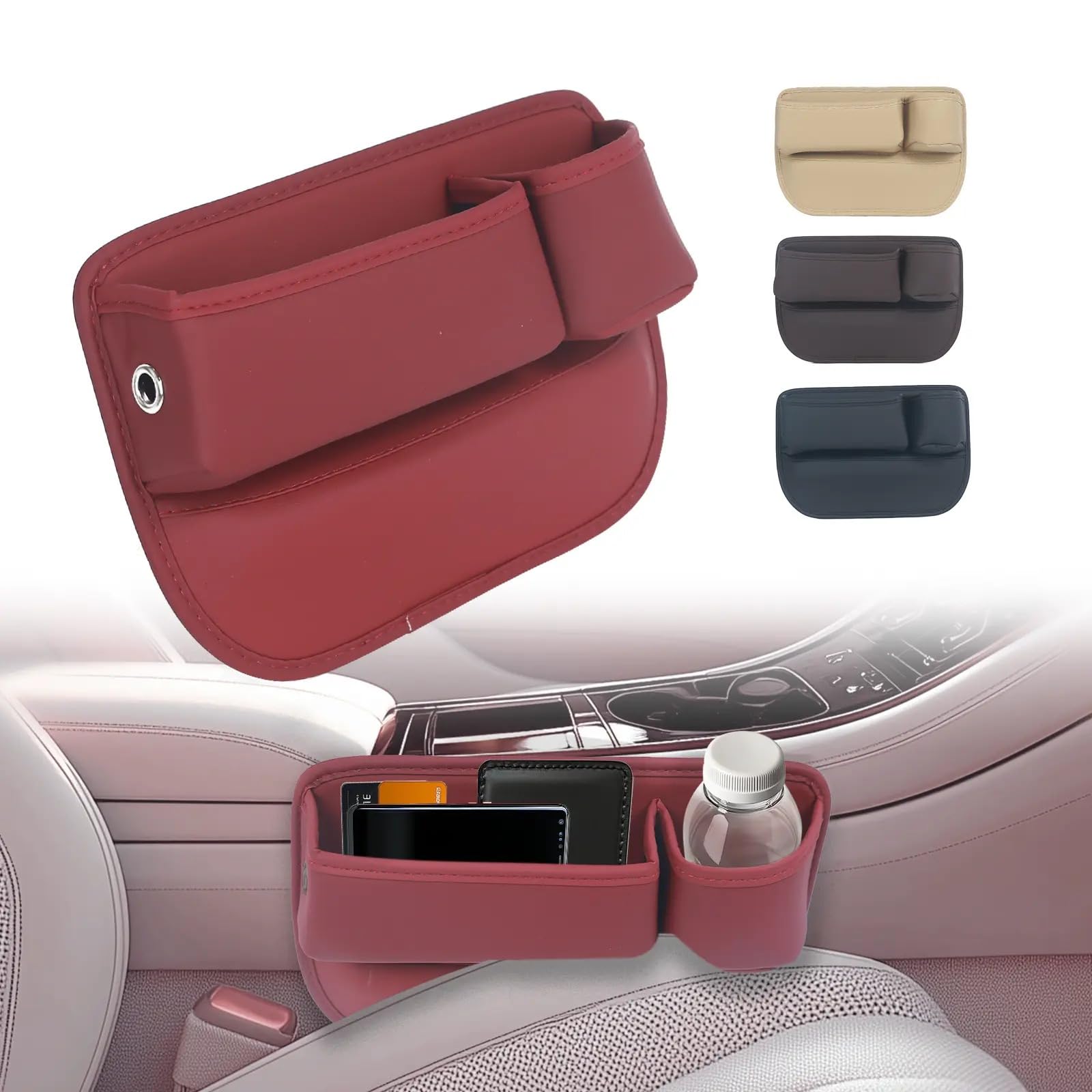 DrvixRex Car Front Leather Seat Gap Filler Organizer with Cup Holder ...