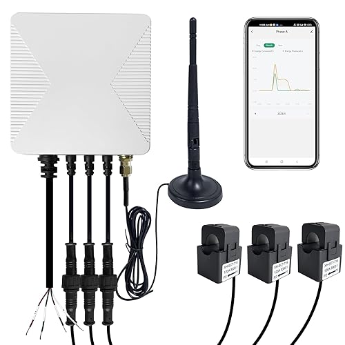 WiFi 3-Phase Clamp Meter, Smart Home Energy Monitor with 3 120A Circuit ...