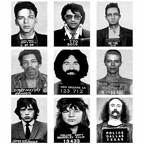Musician Mugshot Poster - Bowie Elvis Johnny Cash Jerry Garcia Jimi ...