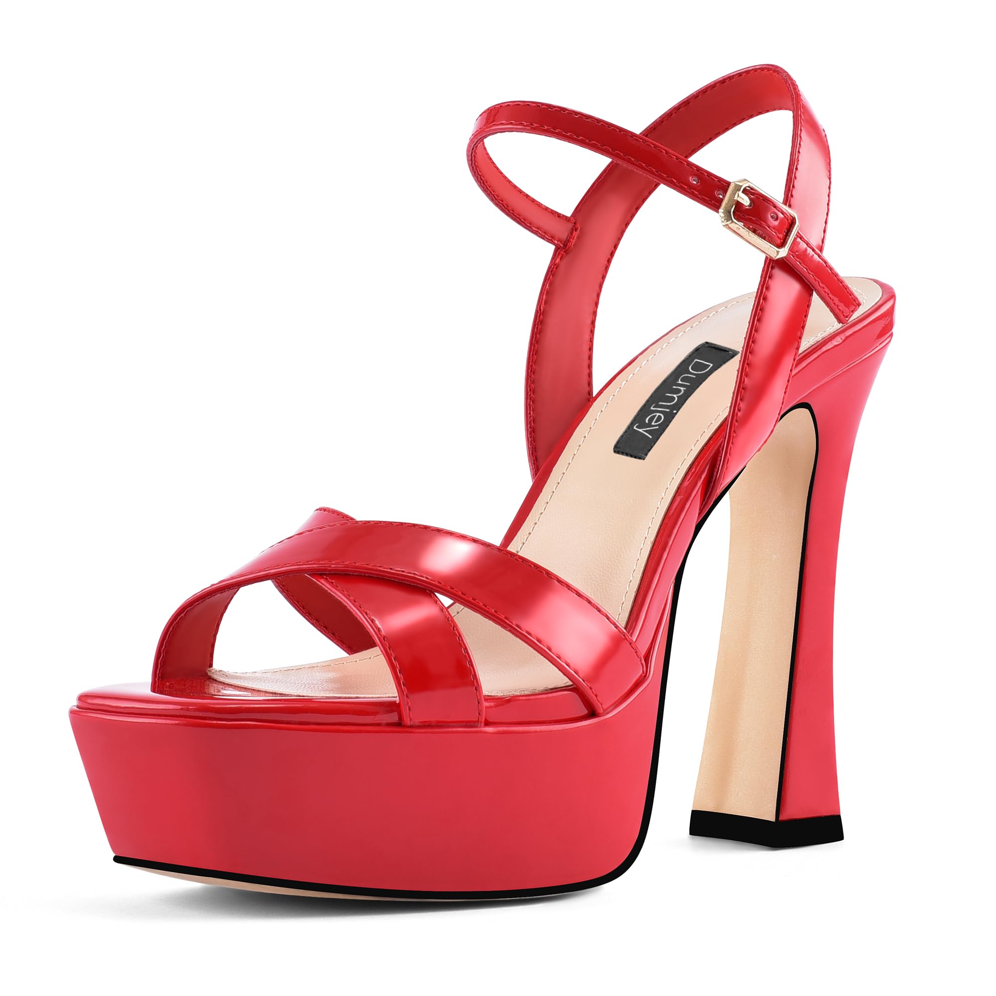 Dumjey Heels, Women High Heel Platform Sandals with Ankle Strap, Open ...