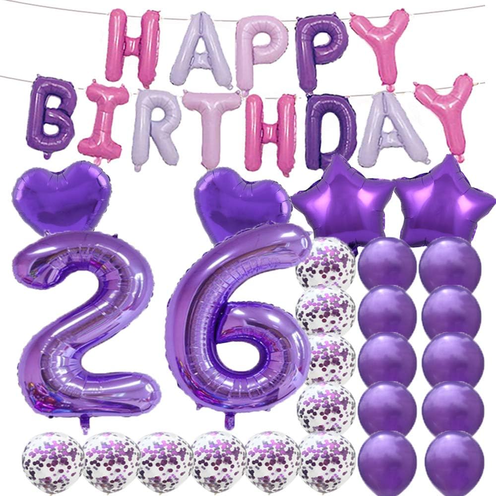 Amazon.com: Sweet 26th Birthday Decorations Party Supplies,Purple ...