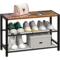 HOMEFORT Shoe Bench, Modern Industrial 2-Tier Shoe Storage Bench ...