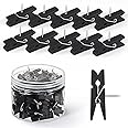 Amazon.com: GOOLADA Wooden Push Pins Clips 50pcs Black Push Pins for ...