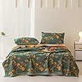 Amazon.com: Purefair 100% Cotton Jacquard Quilt Floral Ginkgo Leaves ...