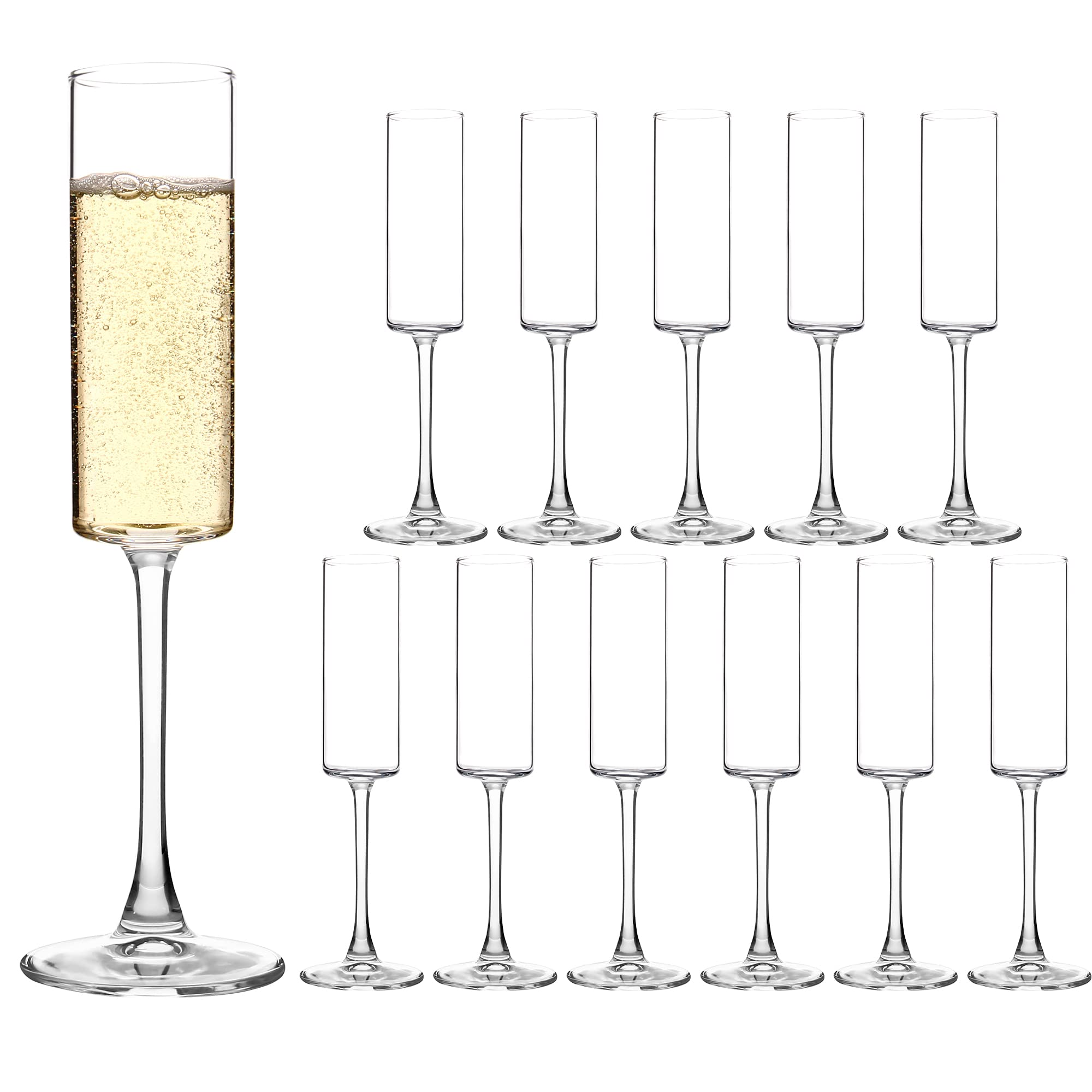 HAKEEMI Champagne Flutes Set of 12, 6 oz Champagne Glasses, Modern ...