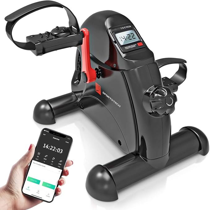 Sportstech Mini Bicicleta, Pedales Estáticos + Fitness App | Entrenador ...