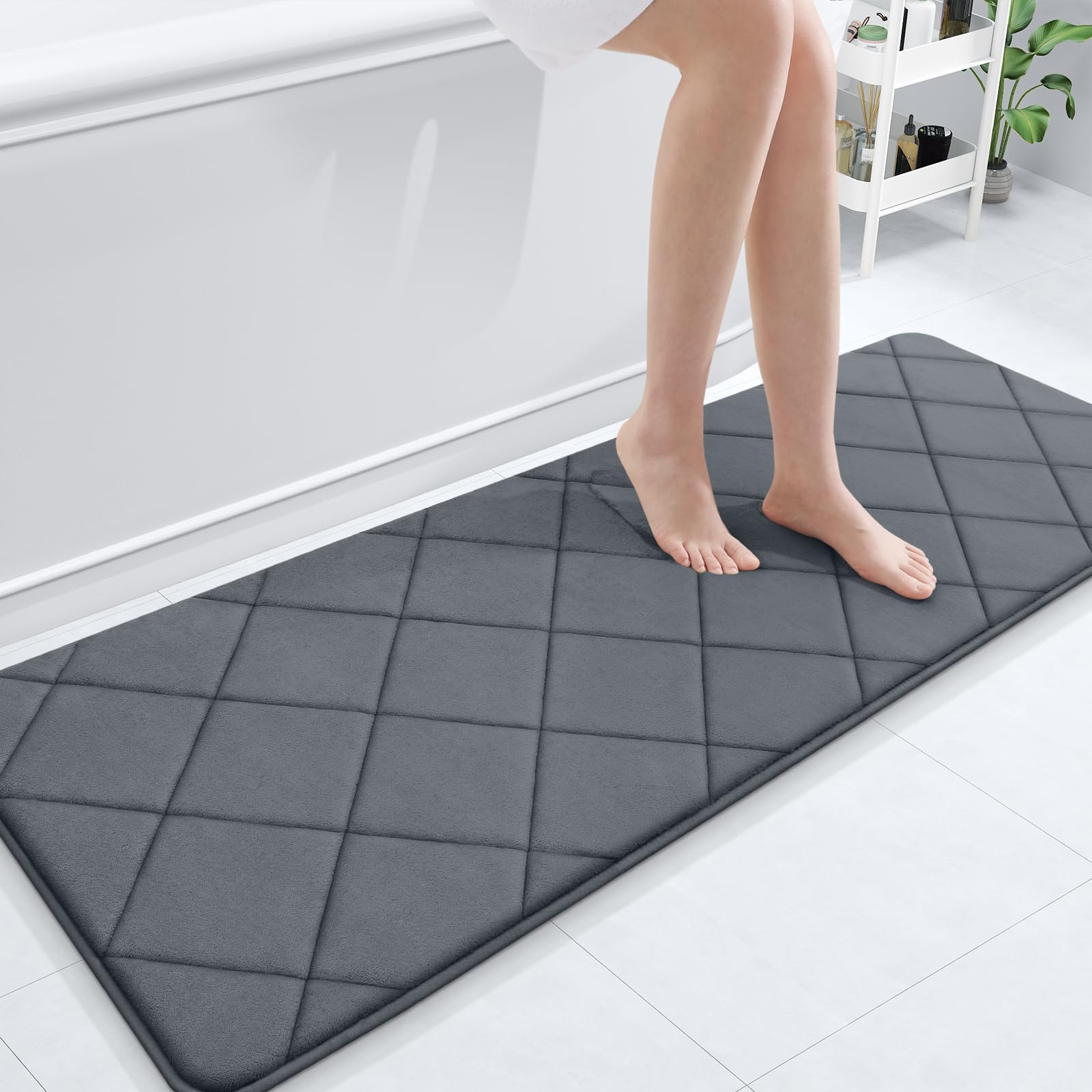 OLANLY Memory Foam Bath Mat 59x20, Ultra Soft and Absorbent Bathroom ...