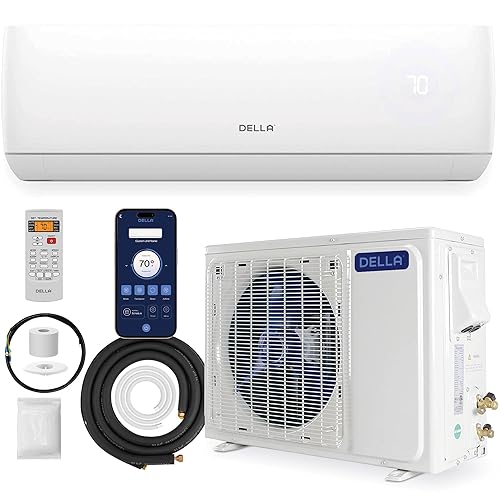 DELLA 12000 BTU Wifi Enabled Mini Split AC 17 SEER2 Cools Up to 550 Sq ...