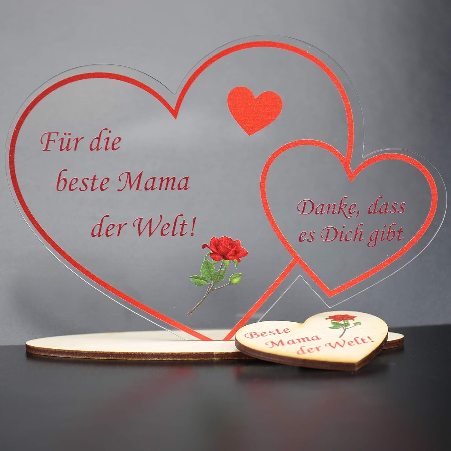 2FR Acryl Schild in Herz Form mit Magnet GRATIS Für die Beste Mama der ...