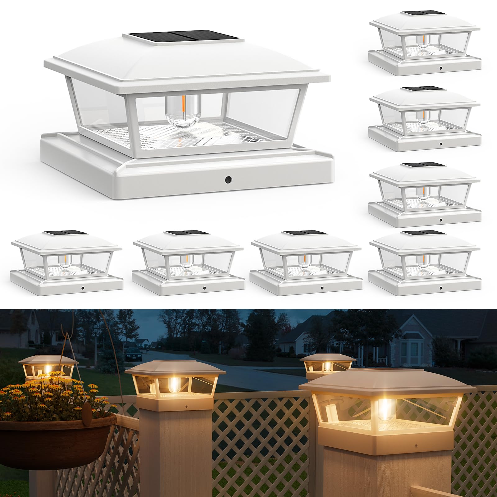 APONUO Solar Post Lights Outdoor, 2 Modes Edison LED Bulbs Solar Post ...