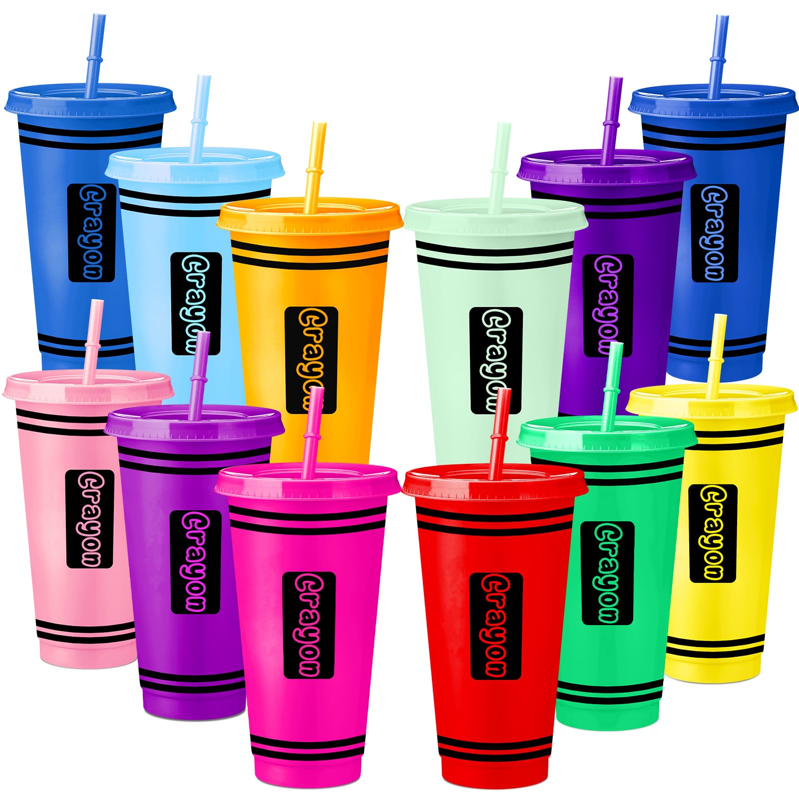 Skylety 12 Pcs Teacher Appreciation Gift Bulk 24 oz Crayon Teacher Cups ...
