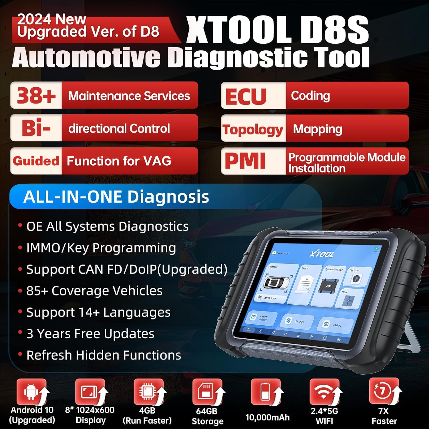 Mua XTOOL D8S OBD2 Scanner: 2024 Upgrade of D8 Scanner, Bidirectional Scan Tool with 3-Year ...