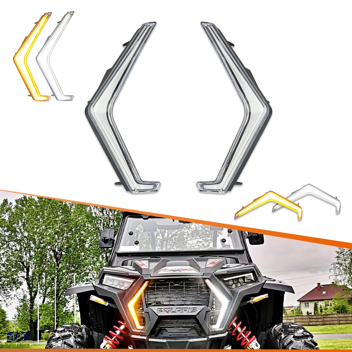 ADIIL Clear Switchback LED UTV Front Fang Accent Lights Center ...