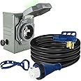 Amazon.com : BEBOBLY 50 Amp Power Inlet Box and 15FT Generator Cord, 125V/250V Emergency Power ...
