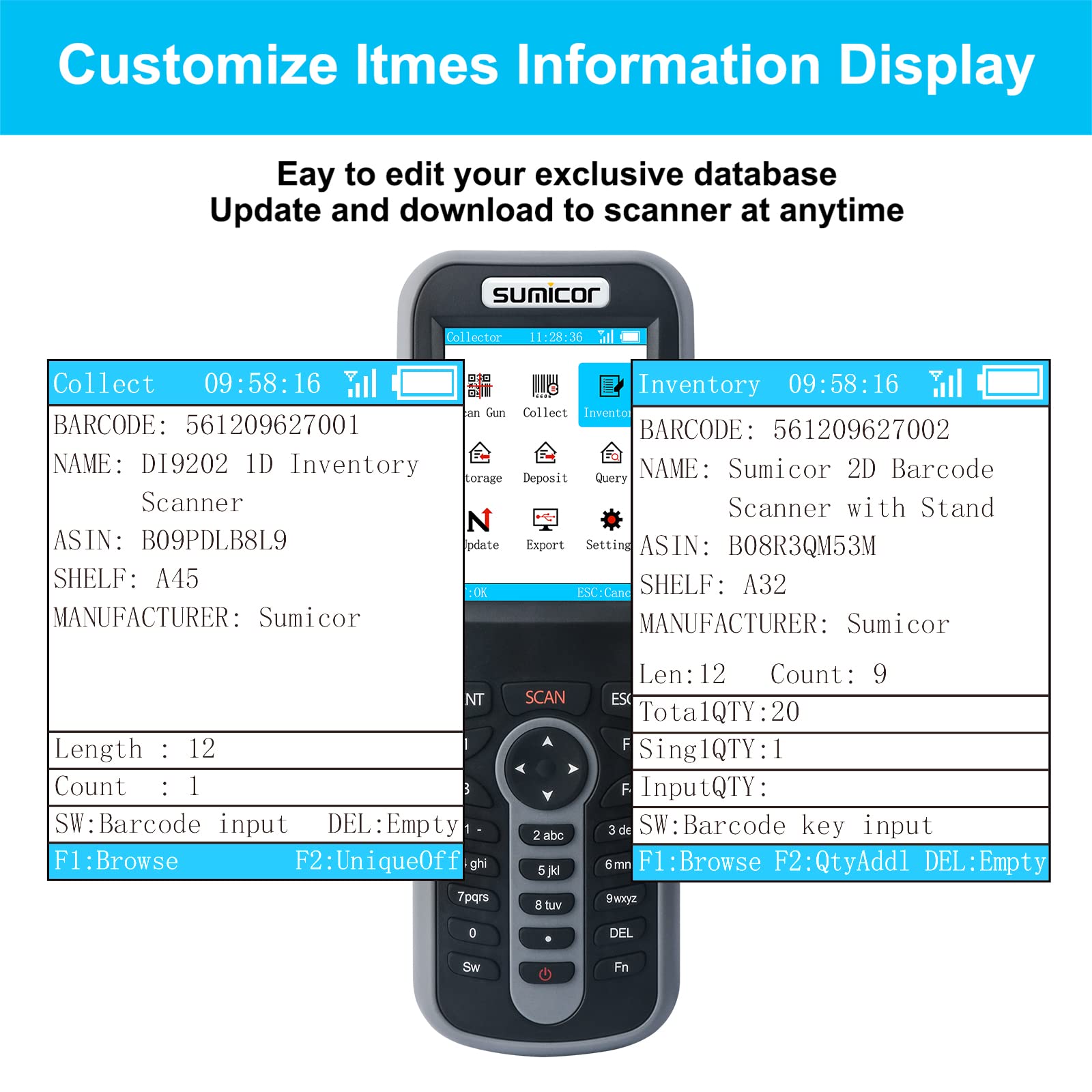 Mua Sumicor Inventory Data Terminal Barcode Scanner 1D Wireless CCD ...