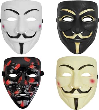 Amazon.com: 4 Pack V for Vendetta Hacker mask for Halloween Costume ...
