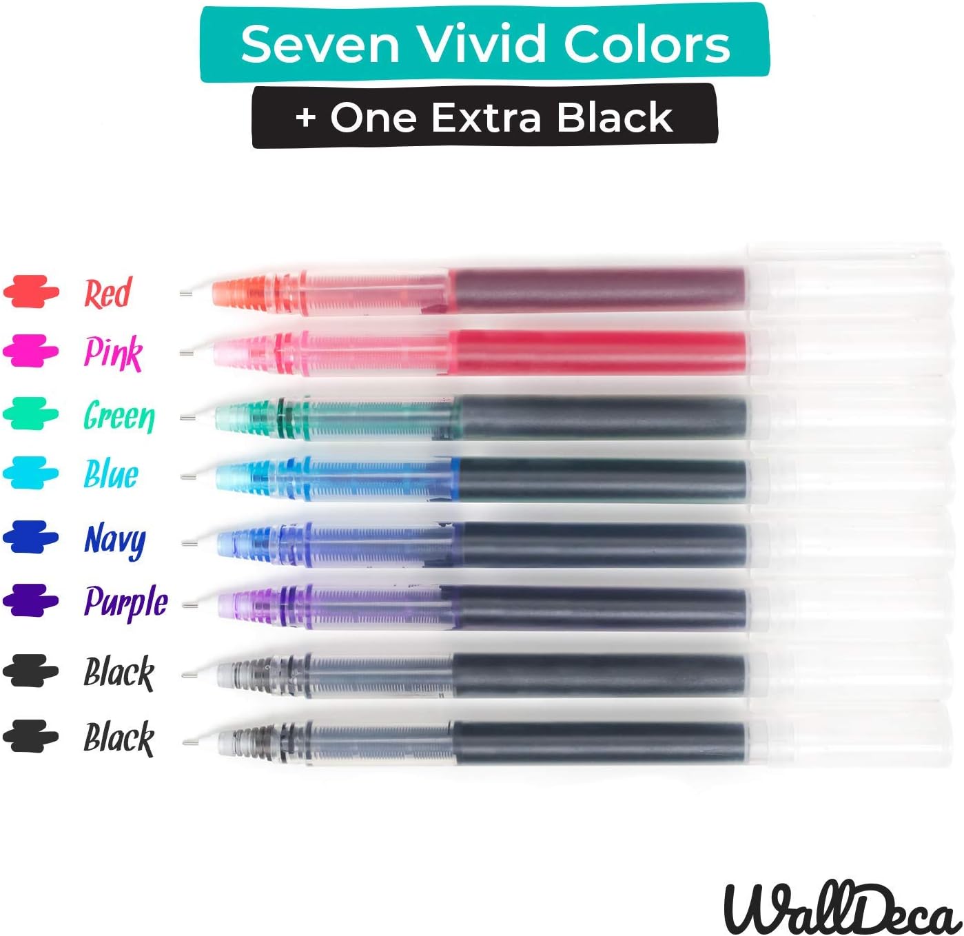 WallDeca Luma Fine Tip Pens, Needle Point (0.5mm), Assorted Colors, 8 ...