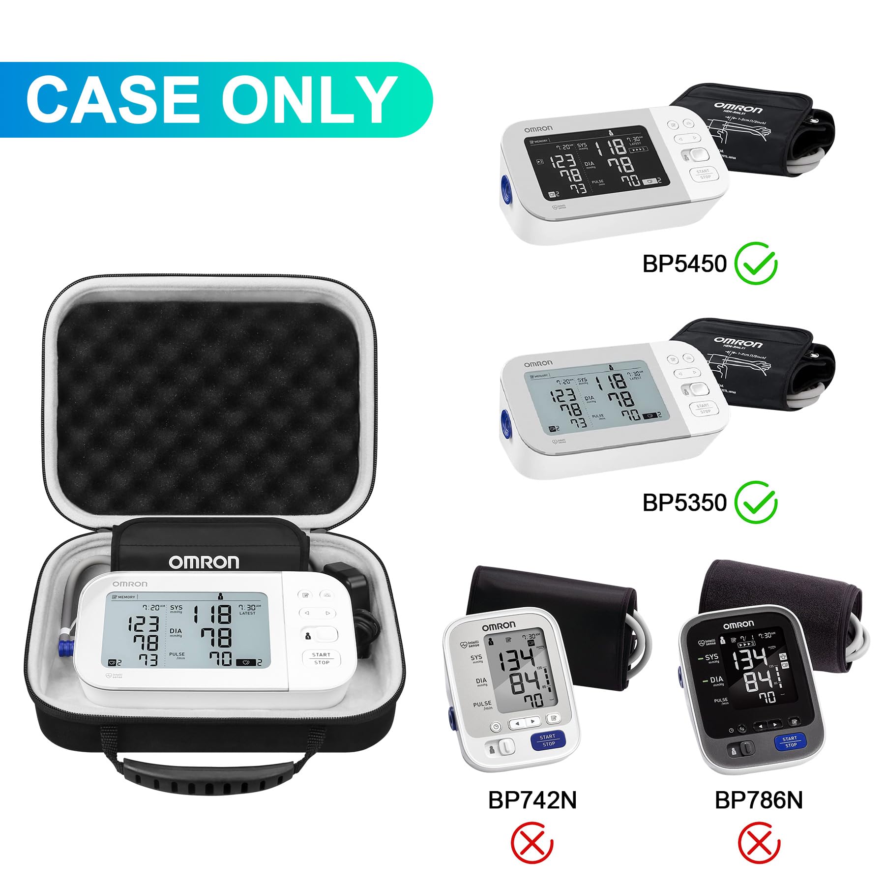 BOVKE Hard Carrying Case For OMRON Platinum BP5450 OMRON Gold BP5350 ...