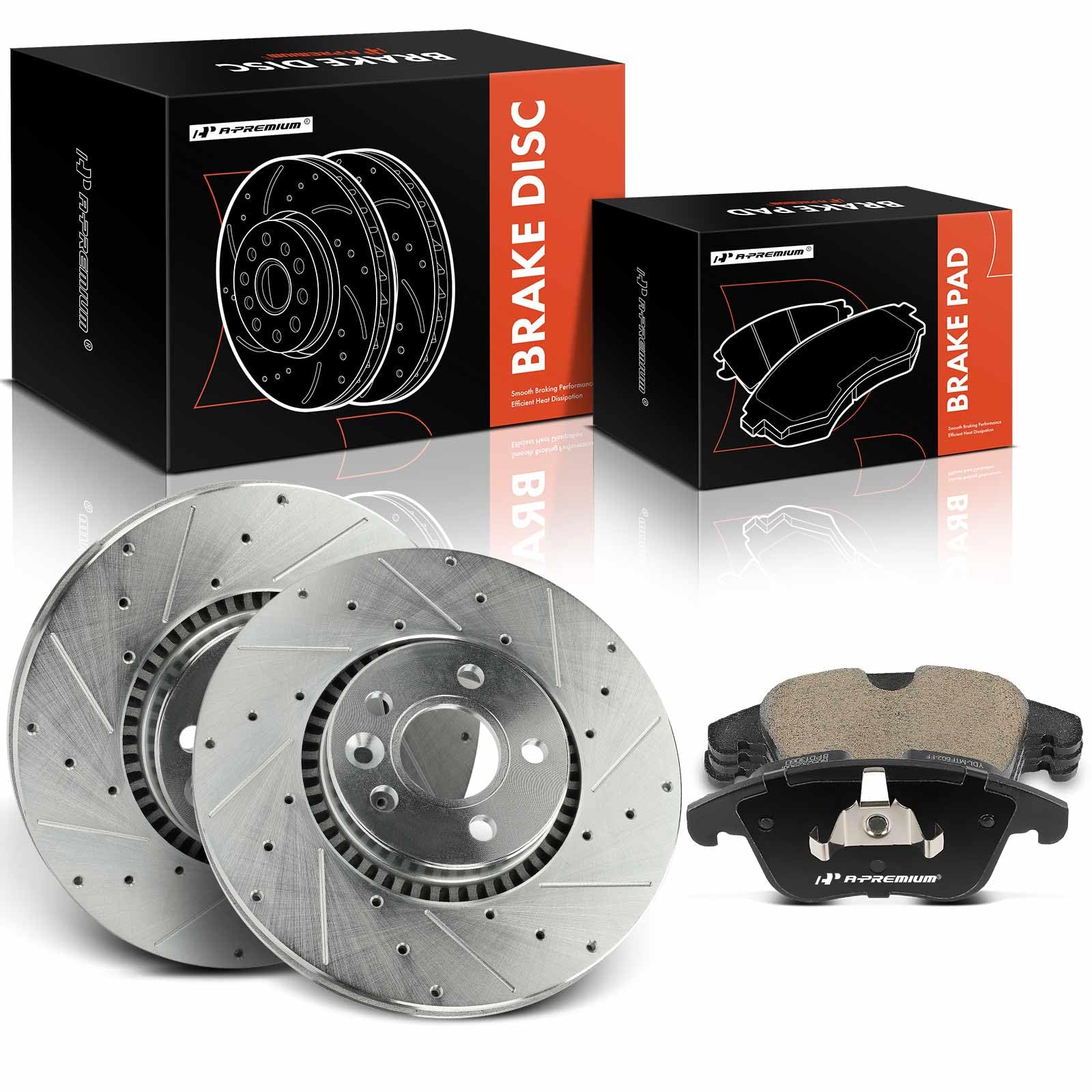 A-Premium 12.44 in (316 mm) Front Drilled and Slotted Disc Brake Rotors ...