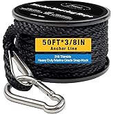Amazon.com: 3/8 Inch 50 FT Anchor Rope, Boat Anchor Rope Solid Braid ...