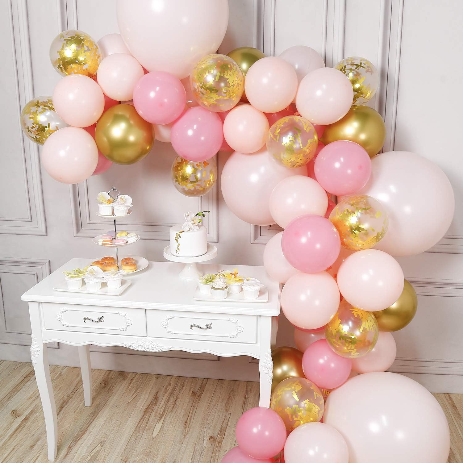 LuluPlus Pink and Gold Balloons, 66 pcs Pink Balloons Metallic Gold ...