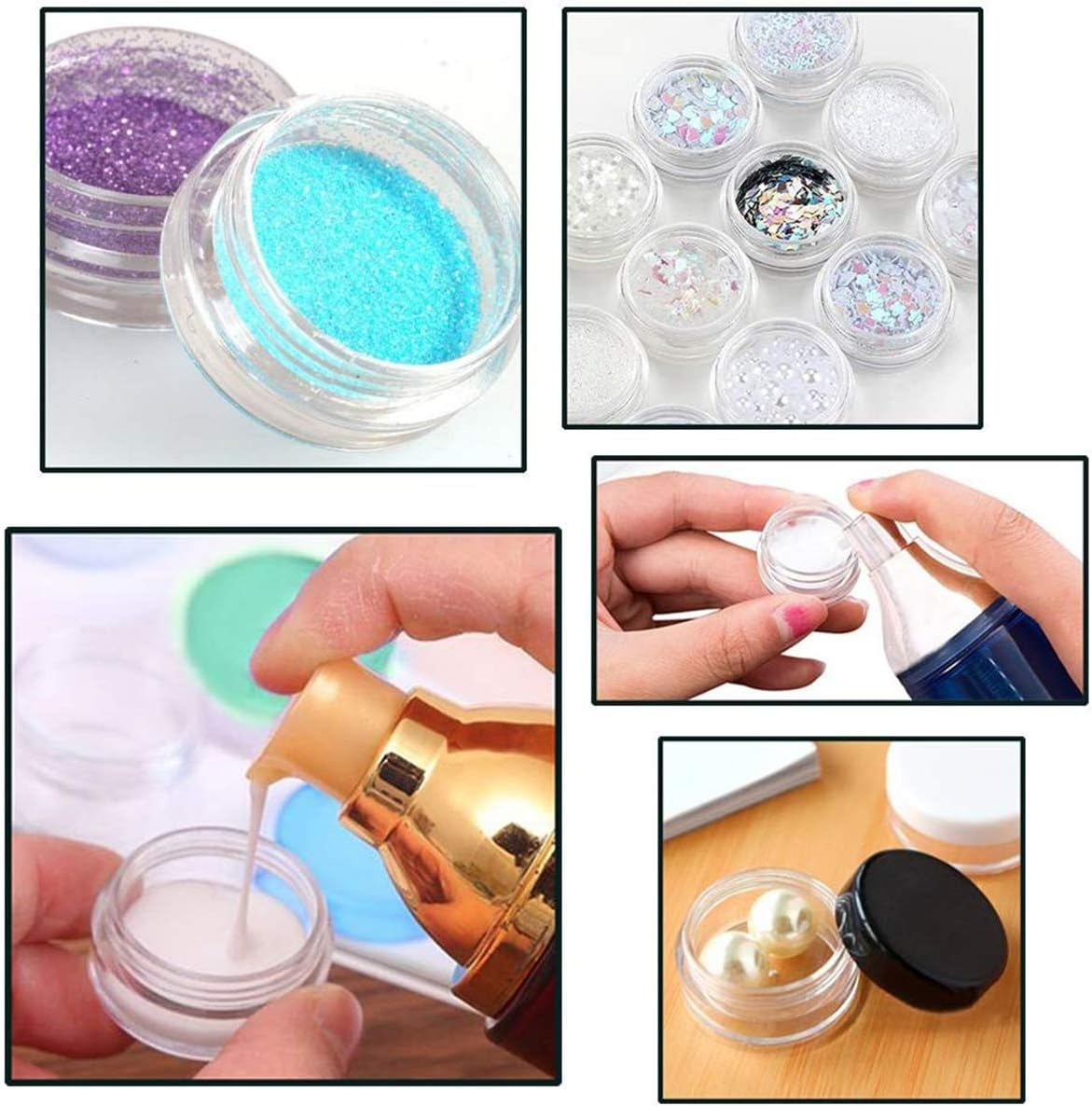 Cosmetic Jar, 6 Pcs Empty Refillable Clear Plastic Makeup Containers(6 ...