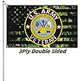Amazon.com : Voudlye Usa Army Veteran Flag 3x5 Ft 3ply Polyester Double Sided Print And Vivid ...
