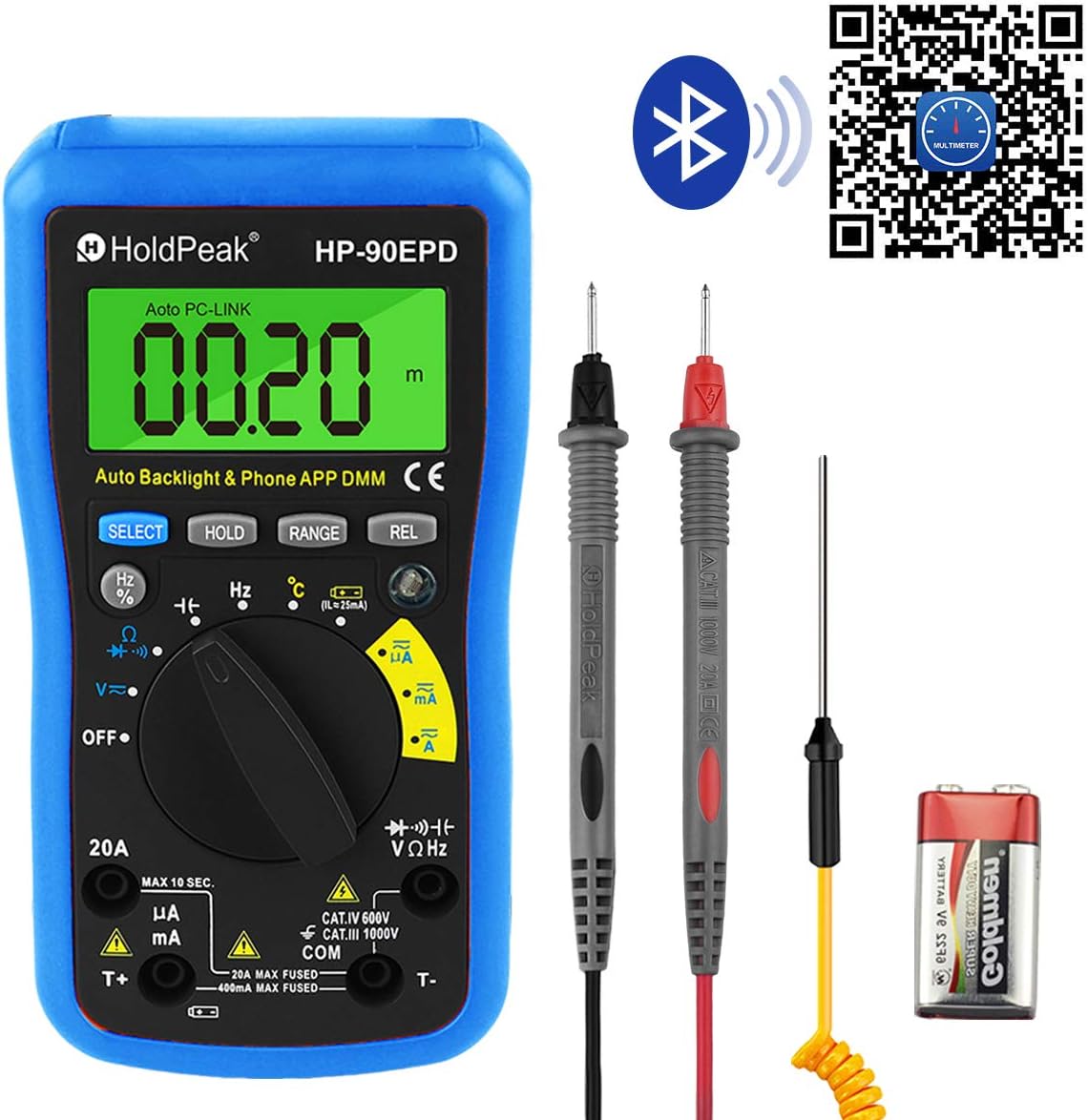 Holdpeak HP-90EPD Digital Multimeter Bluetooth APP Multimeter Multi ...