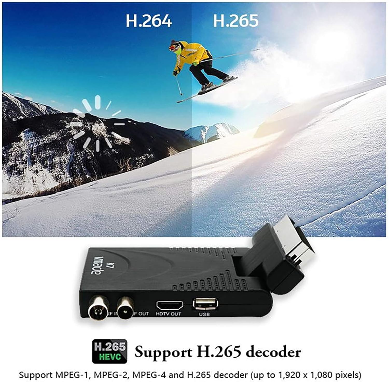 Ricevitori TV Decoder Digitale Terrestre HD Mini DVB-T2 Hevc H.265 10 ...