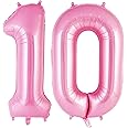 Amazon.com: Pink Number 10 Balloon, 40 Inch Big Large Foil Helium ...