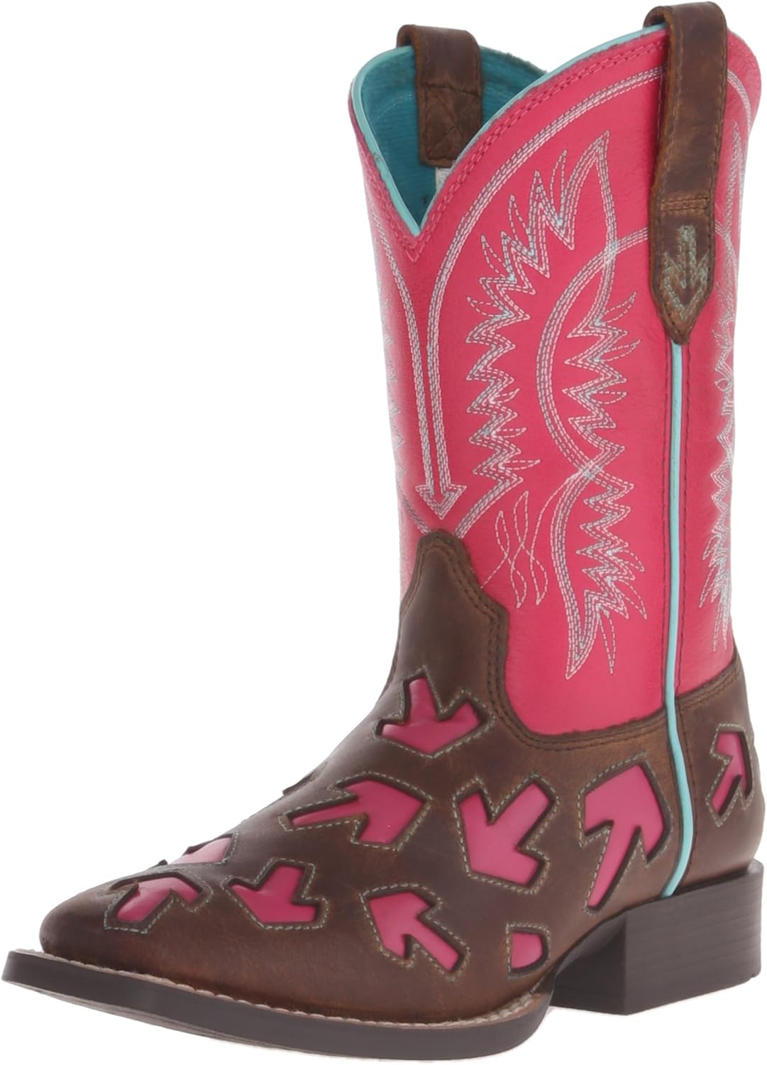 ARIAT Botas de Crossway Western para niños, Marrón Claro/Rosa Fuerte ...