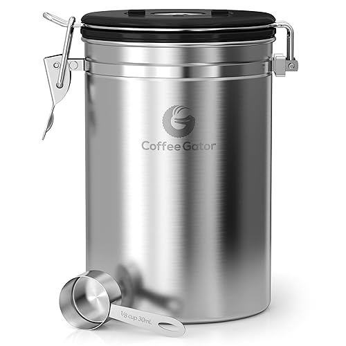 Coffee Gator Coffee Canister - 22oz, Airtight Stainless Steel Kitchen ...