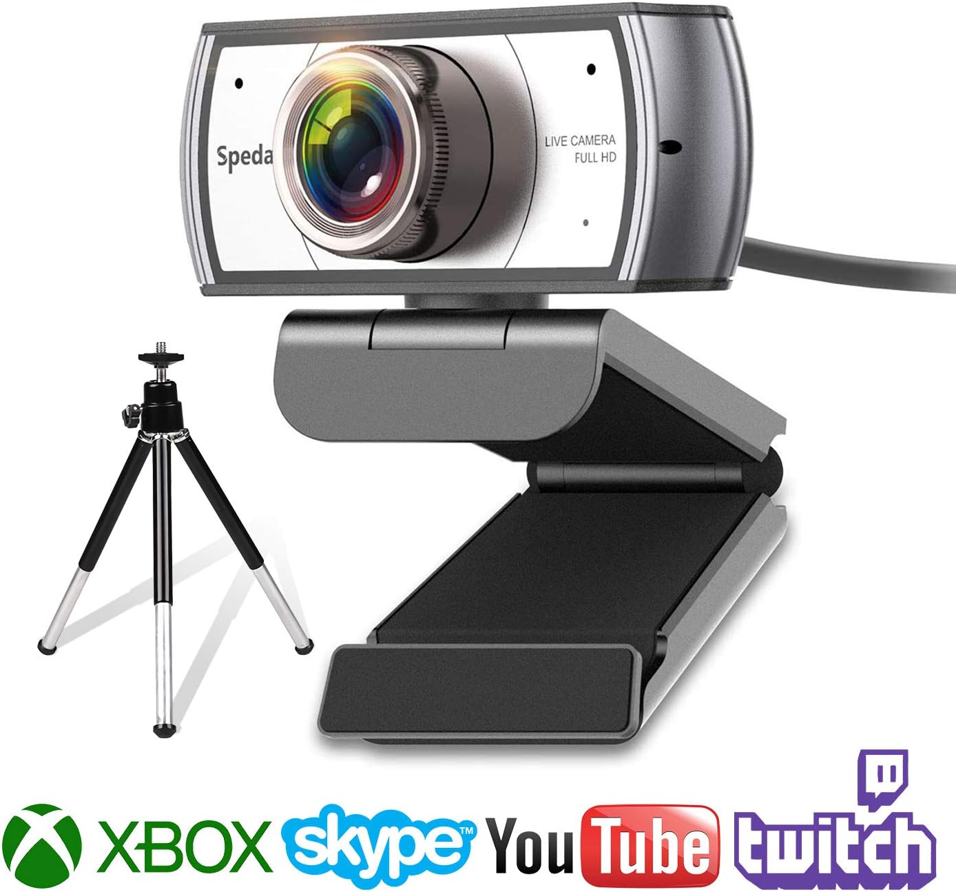Amazon.com: Webcam Wide Angle 120 Degree View Webcam with Tripod ...