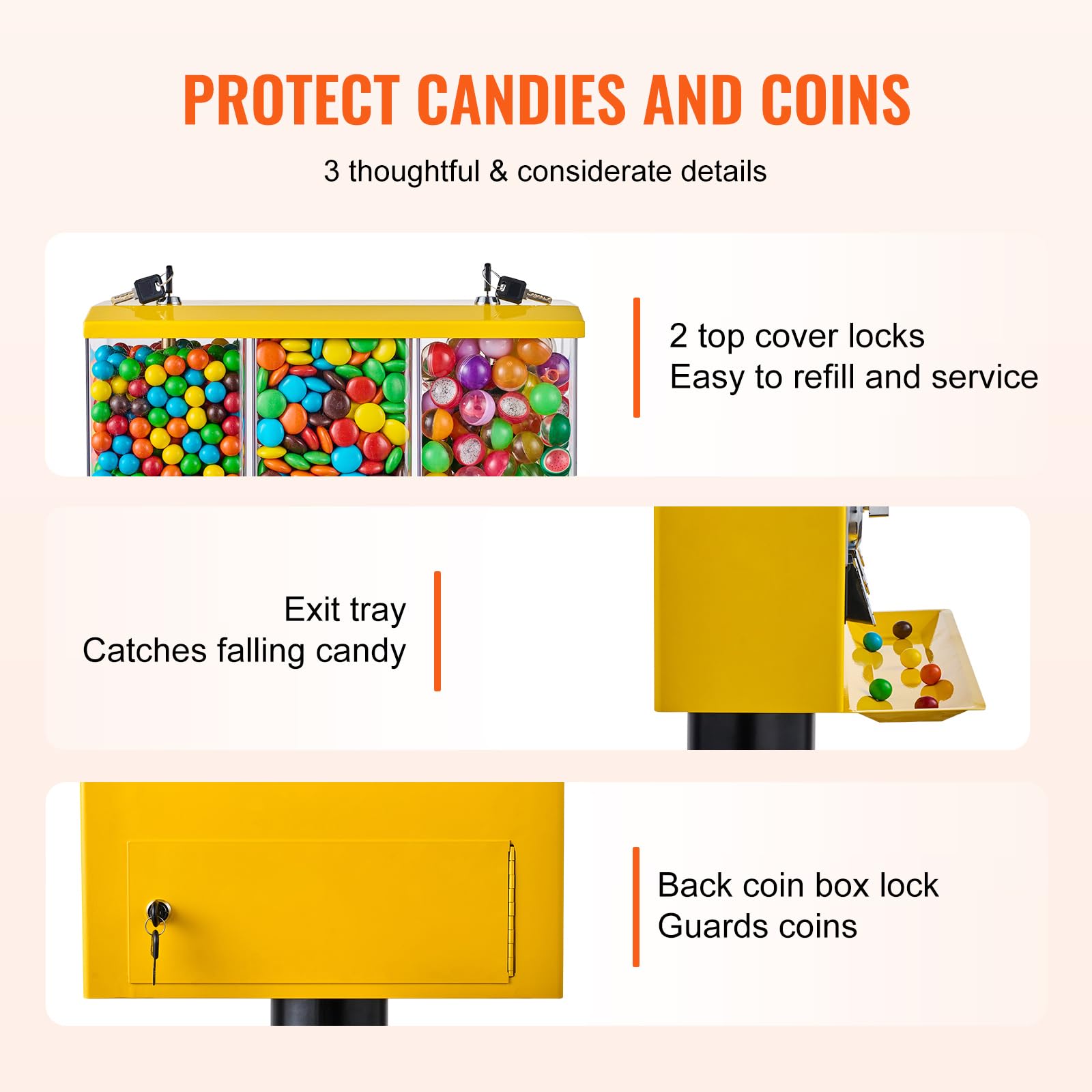 Mua VEVOR Commercial Vending Machine, Triple Compartment Candy ...