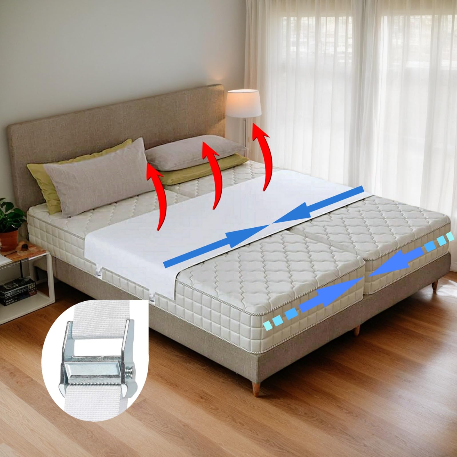 Bed Bridge Twin to King, Extra Long Bed Converter with Fixing Straps ...
