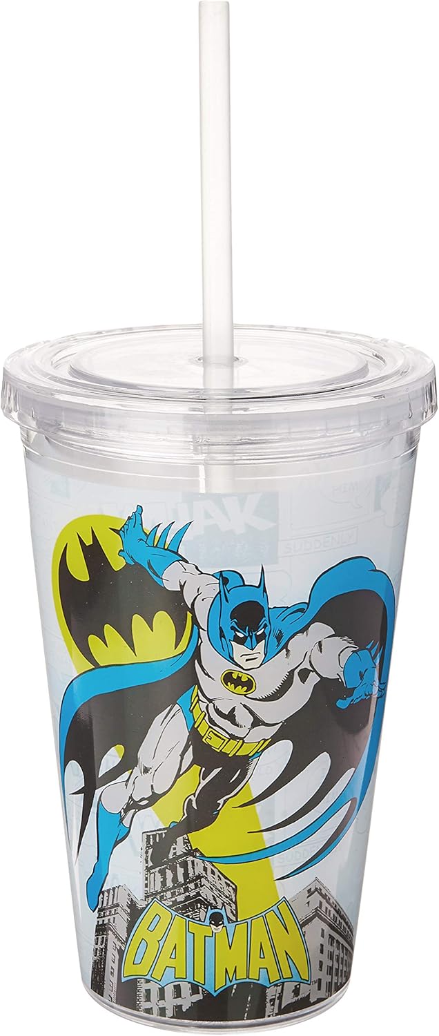 Batman Acrylic Tumbler Cup with Straw: Amazon.co.uk: Kitchen & Home