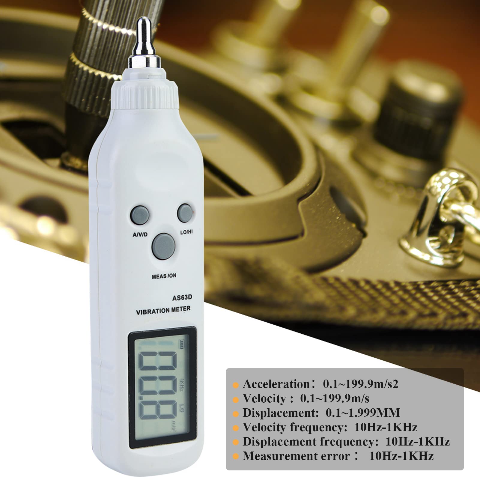 Vibration Meter Vibrometer Digital Vibration Meter, AS63D Vibrometer ...