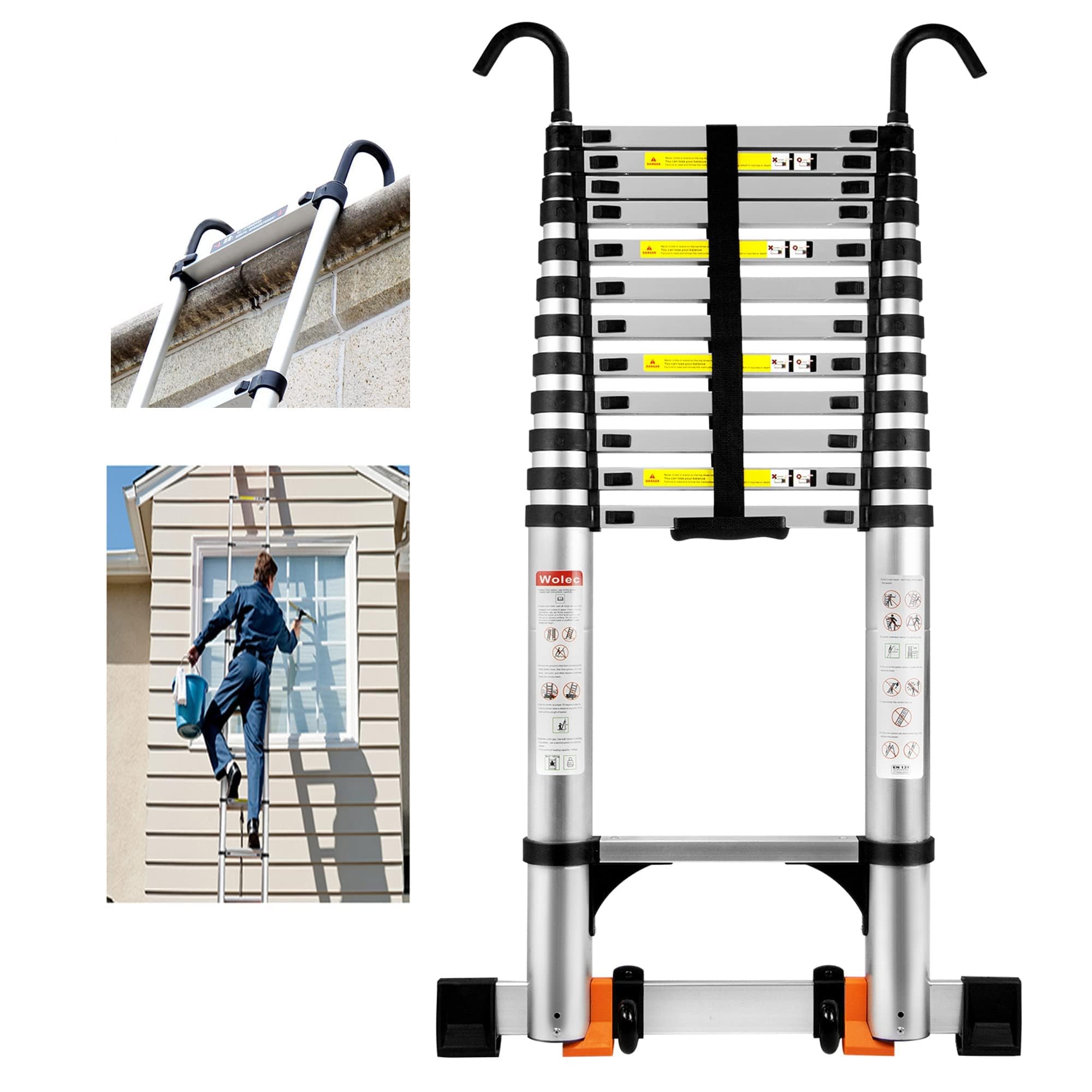 Wolec Telescoping Ladder 16.5FT, Aluminum Portable Extension Ladder w ...