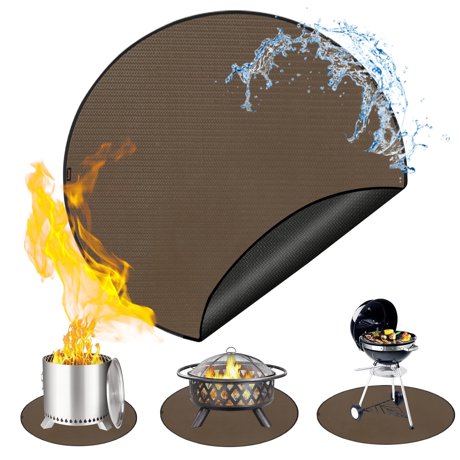 Round Under Grill Mat for Outdoor Grill, 60 Inch Anti-Slip BBQ Floor ...